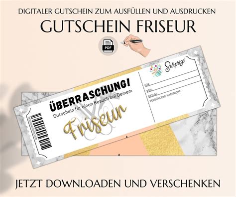 Friseur Gutschein Vorlage Zum Ausdrucken Jsk Etsy