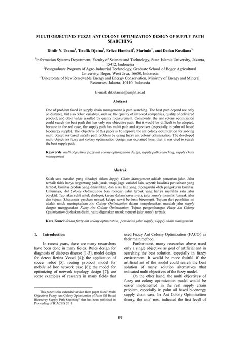 pdf multi objectives fuzzy ant colony optimization design of supply path searching