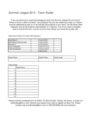 Fillable Online Roster Request Form Eteamz Fax Email Print PdfFiller