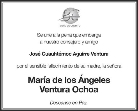 Señora Maria de los Angeles Ventura Ochoa Obituario Esquela