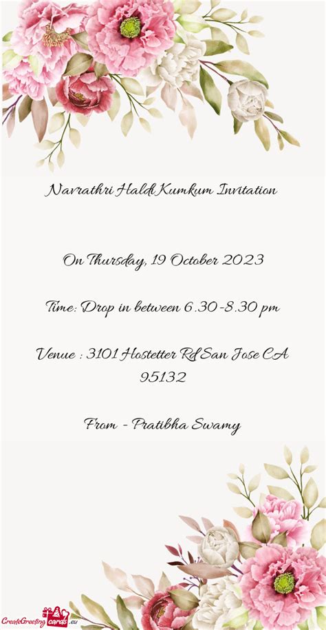 Navrathri Haldi Kumkum Invitation Free Cards