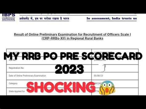 MY RRO PO PRE SCORECARD 1st Day 1st Shift Ibps Rrbpo Prelims