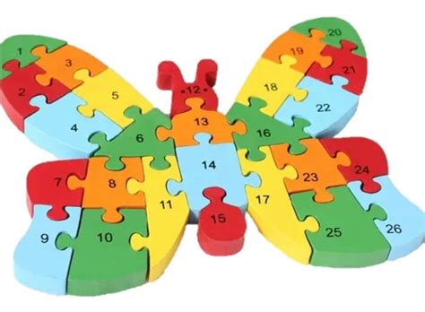 Rompecabezas Didáctico Madera Mariposa Abecedario Y Números