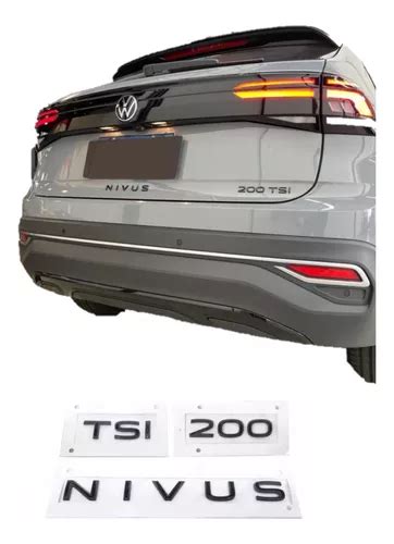 Emblemas Nivus Tsi Preto Black Piano Traseiro Volkswagen