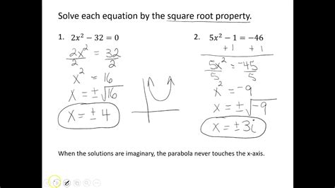solve quadratic equations by square root property youtube