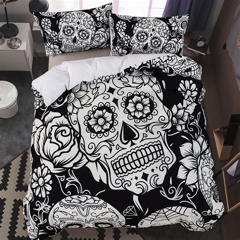 Housse de Couette Tête de Mort Atepri 2 taies d Oreillers Skull