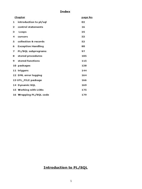 index introduction to pl sql pdf pl sql control flow