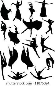 ilustración con siluetas de bailarinas de vector de stock libre de