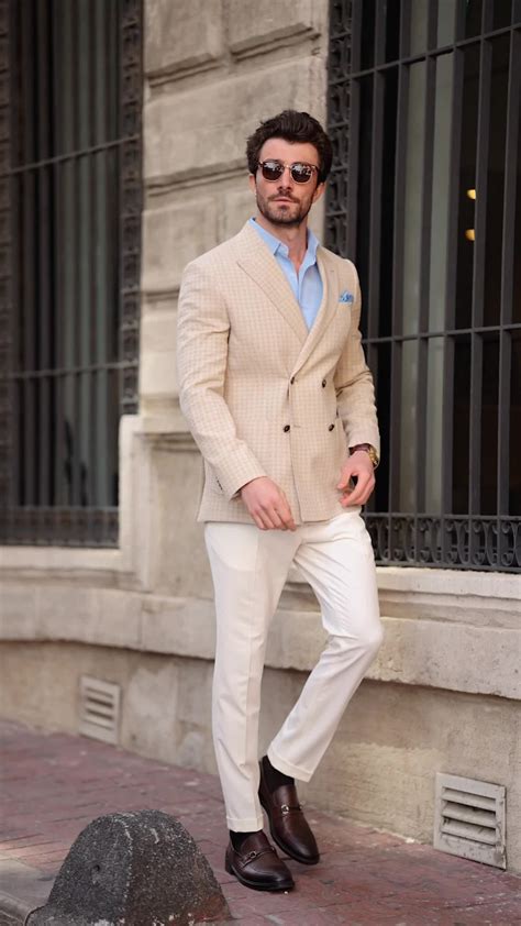 Cavani Romeo Double Breasted Beige Blazer In 2024 Double Breasted