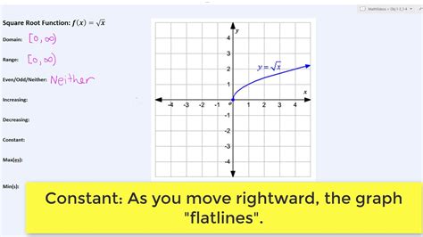 square root function where is it increasing decreasing or constant youtube