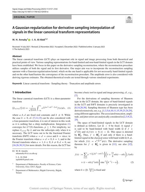 pdf a gaussian regularization for derivative sampling interpolation of signals in the linear