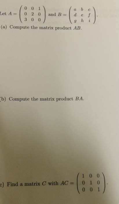 solved a compute the matrix product abb compute matrix