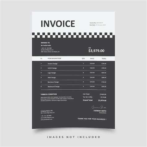 Plantilla De Factura Editable Vector Premium
