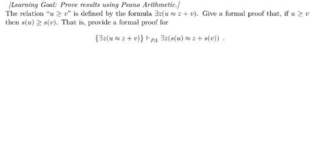 learning goal prove results using peano arithmetic