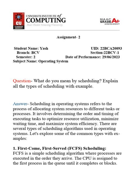 what do you mean by scheduling explain all the types of scheduling with example pdf