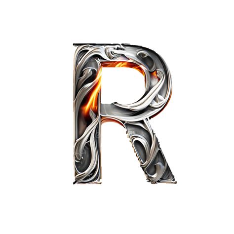 Metallic Text With Fire Effect R Alphabet A To Z Letters R Letter R