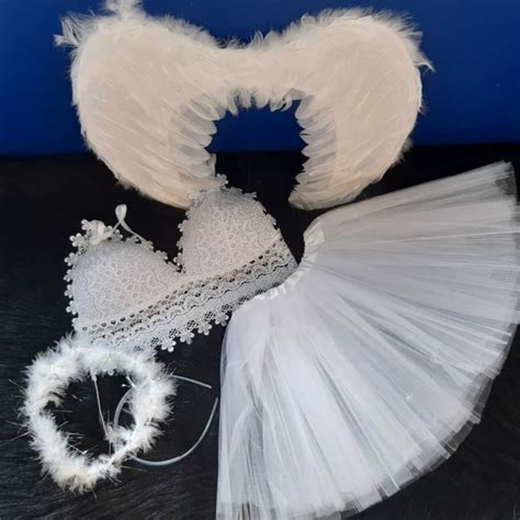 Fantasia kit anjo adulto saia tule tutu auréola tiara asa Shopee Brasil