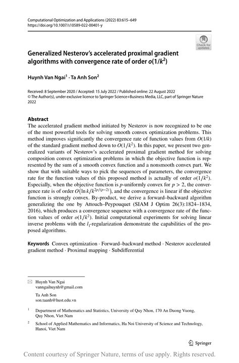 generalized nesterov s accelerated proximal gradient algorithms with convergence rate of order o