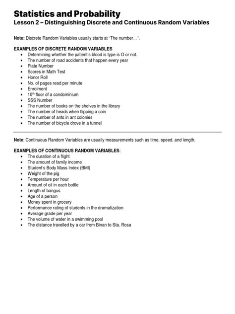 lesson 2 distinguishing discrete and continuous random variable pdf