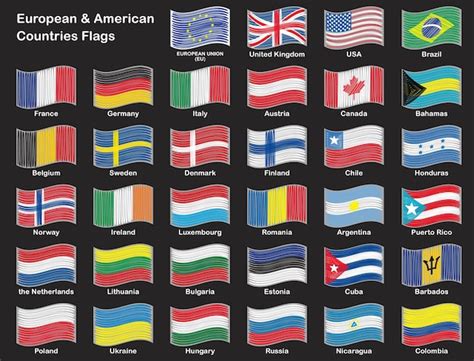 Banderas europa países américa nacional ondeando de todo el mundo con