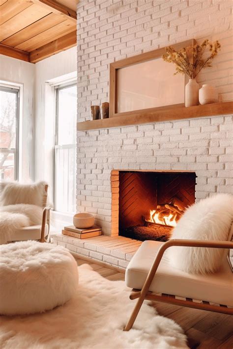 40 Beautiful White Brick Fireplace Ideas For A Bright Living Room