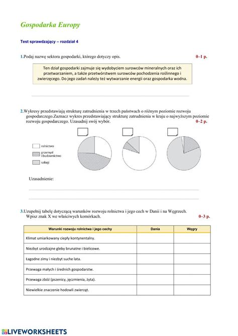 Test Gospodarka Europy Worksheet