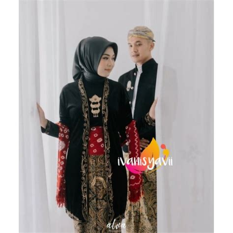 Jual Set Prewed Prewedding Baju Couple Adat Jawa Hewes Hitam