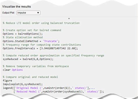 model reduction in the live editor matlab and simulink mathworks américa latina