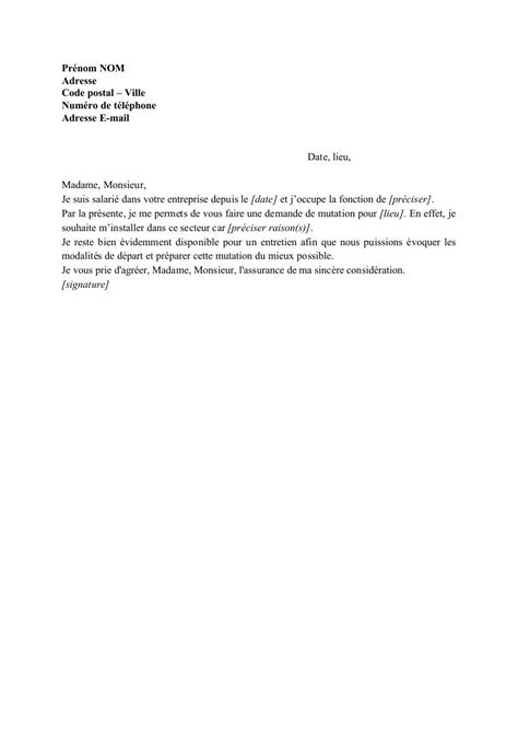 Lettre Professionnelle Demande Mutation Fichier Pdf