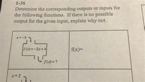 Solved 1 36 Determine The Corresponding Outputs Or Inputs For The