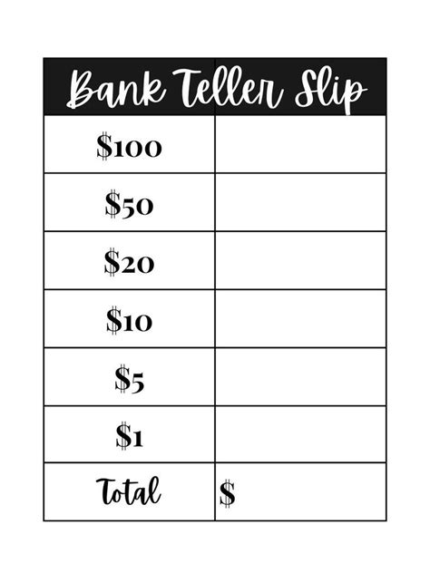 Teller Slip Printable Free