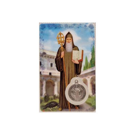 Estampa de San Benito con medalla y oración Estampería San José