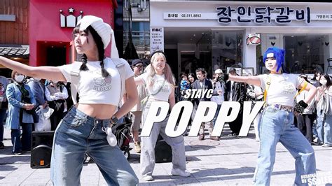 4K 유스 YOUTH POPPY 스테이씨 STAYC 커버 댄스 230326 홍대 버스킹 직캠 By