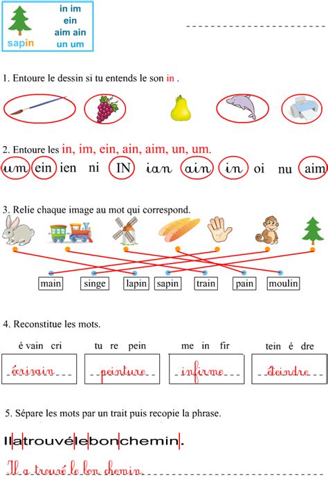 Fiche d exercices à imprimer le son in Apprendre à lire