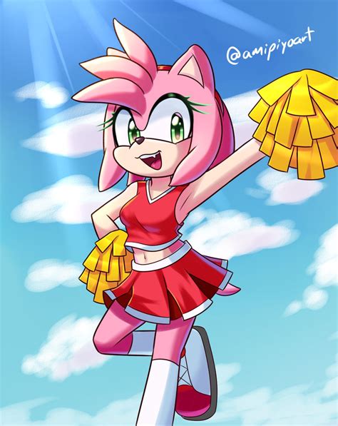 154142 Safe Artistamipiyoart Amy Rose Sonic Hedgehog Mammal Anthro Sega Sonic The