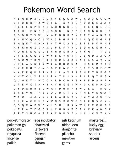 Pokemon Word Search Puzzles Printable Word Search Printable Pokemon