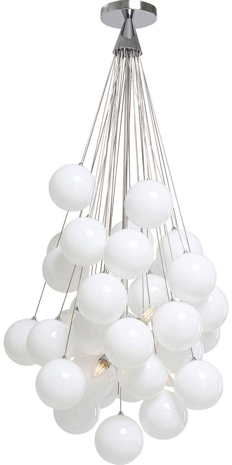 Lampa wisząca z kloszem w kształcie kuli 50x117 cm srebrno biała 53395