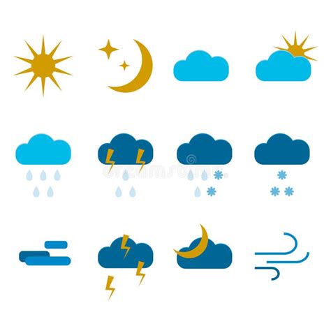 Weather Icons Set For Forecast Application Interface Stock Vector