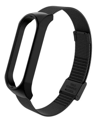 Pulseira Metal Aço Inox Para Xiaomi Mi Band 3 4 5 E 6 Fecho Cor Preta