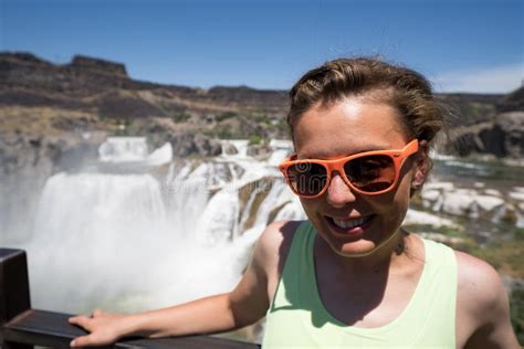 Shoshone Falls In Twin Falls Idaho At Sunset In The Summer Stock Photo