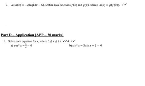solved 7 let h x −2log 3x−5 define two functions f x