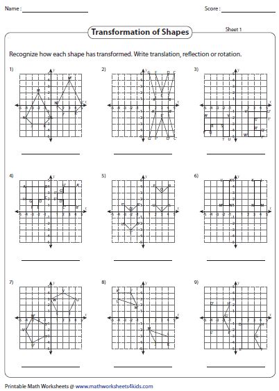 geometry transformations worksheet answers