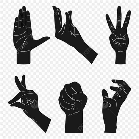 Hand Gesture Silhouette Png Transparent Hand Gestures Silhouettes Set