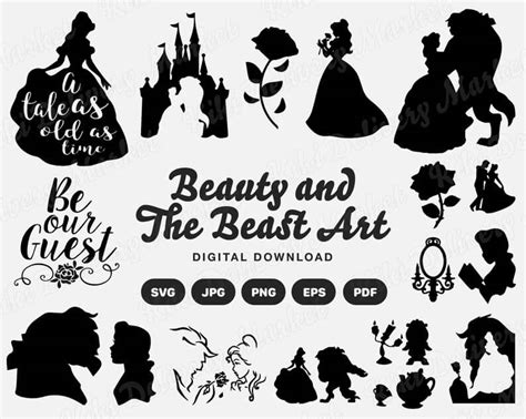 Cute Beauty The Beast Bundle SVG File Princess SVG MasterBundles