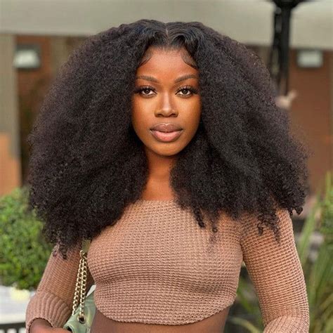 CurlyMe Afro Curly Hair Swiss HD Lace Front Wig Human Hair Pre Plucked