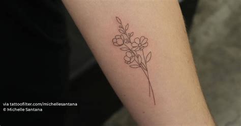 Fine Line Flower Bouquet Tattoo On The Inner Forearm