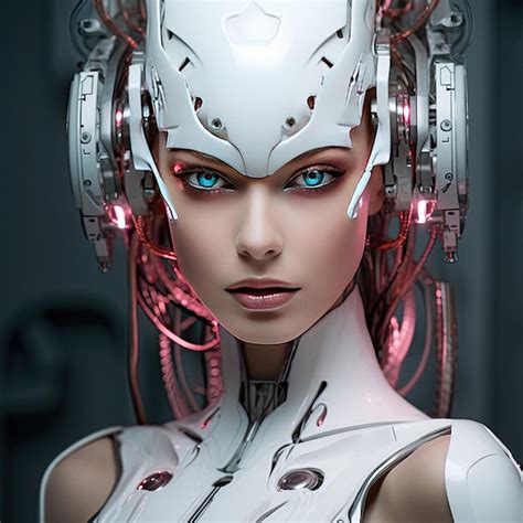 Premium Ai Image Futuristic Cyborg Woman Portrait In Style Of