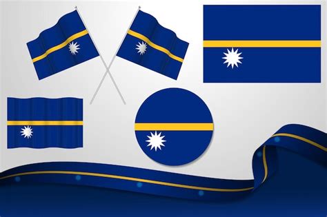 Premium Vector Set Of Nauru Flags In Different Designs Icon Flaying