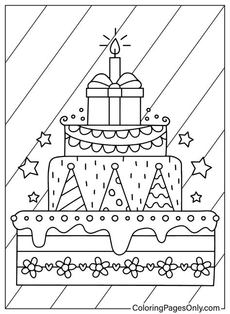 22 páginas para colorear de pasteles de cumpleaños ColoringPagesOnly