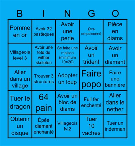 Minecraft Bingo Card